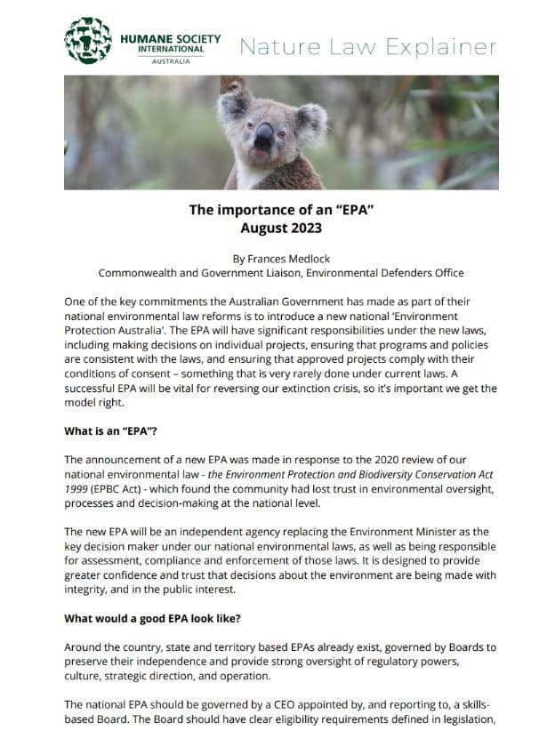 Nature Laws Explainer: The importance of an “EPA” - Humane World for ...